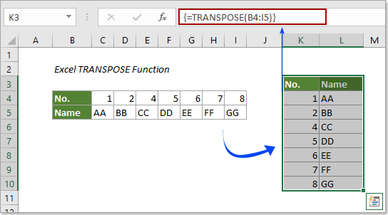 How To Use The TRANSPOSE Function In Excel 