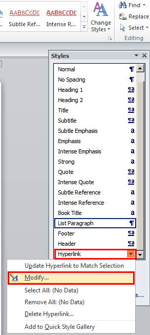 How To Change The Color Or Remove The Underline From Hyperlinks In Word 