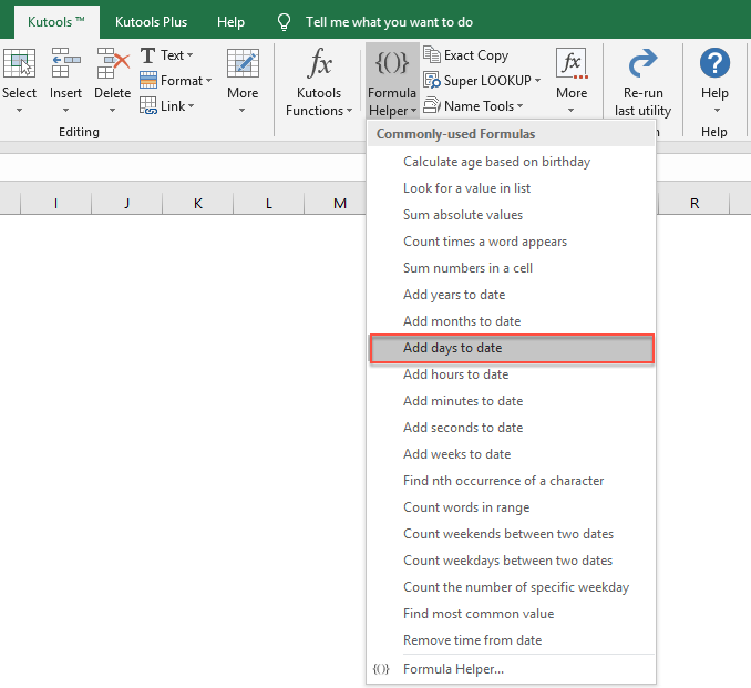 Quickly add / subtract years / months / days / weeks to date in Excel