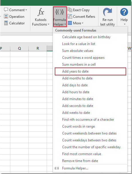 Quickly add / subtract years / months / days / weeks to date in Excel