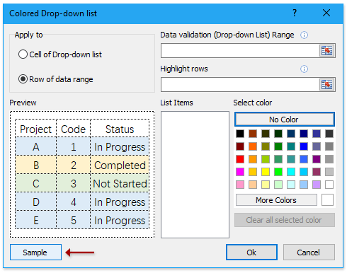 Quickly color/conditional formatting drop-down list in Excel