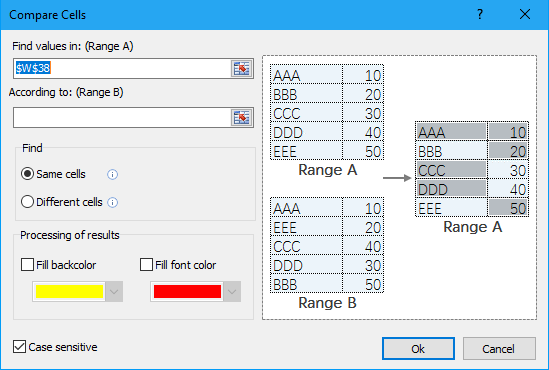 Easily Compare Two Ranges Of Cells If They Are Equal Or Different In Excel