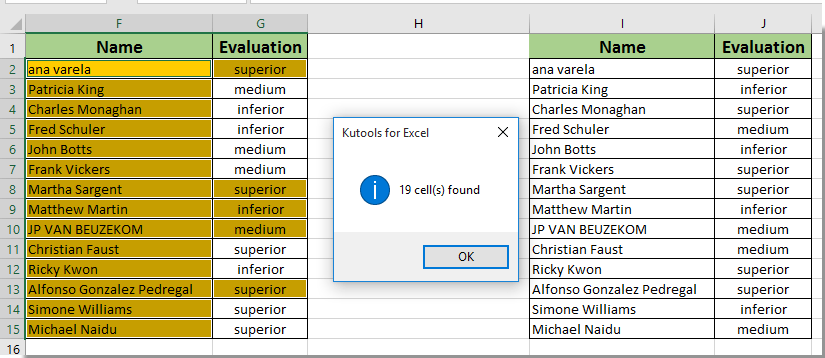 Easily Compare Two Ranges Of Cells If They Are Equal Or Different In Excel