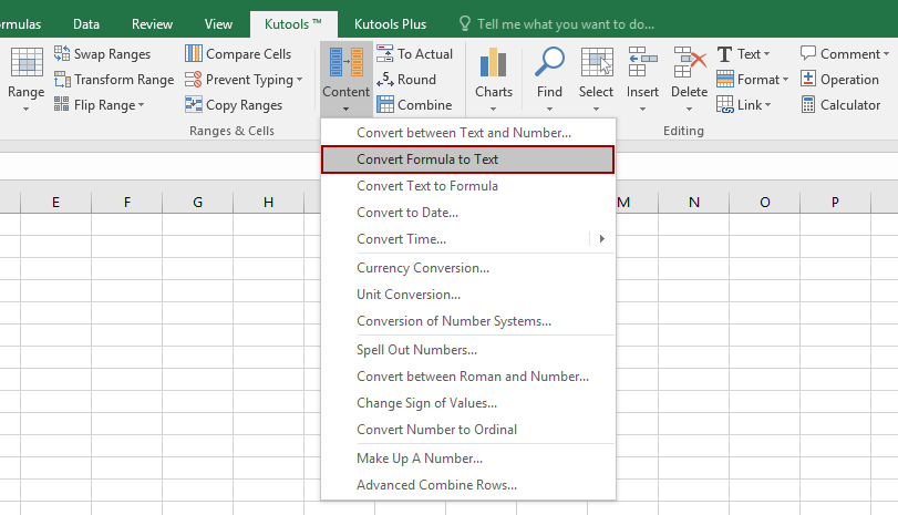 Quickly Convert Cell Formulas To Text Strings In Excel