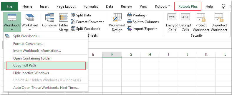 Quickly Copy And Insert The Workbook File Path Into Cell In Excel