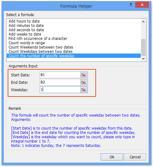 Quickly Count Numbers Of Weekendsweekdaysspecific Day Of Week Between Two Dates In Excel