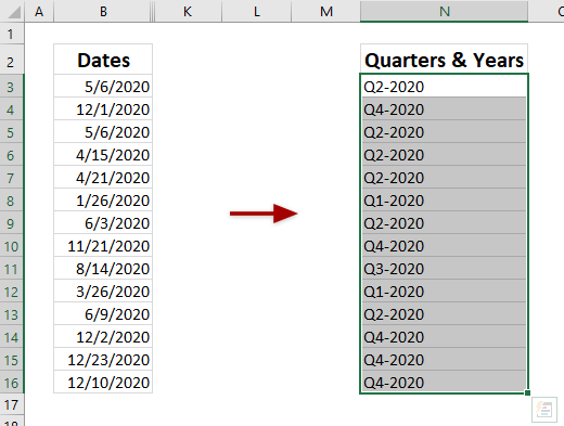 Quickly Convert Dates To Quarters And Years In Excel