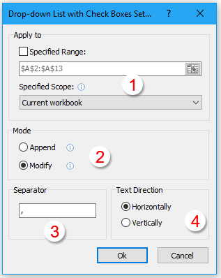 Quickly create drop down lists with checkboxes in Excel