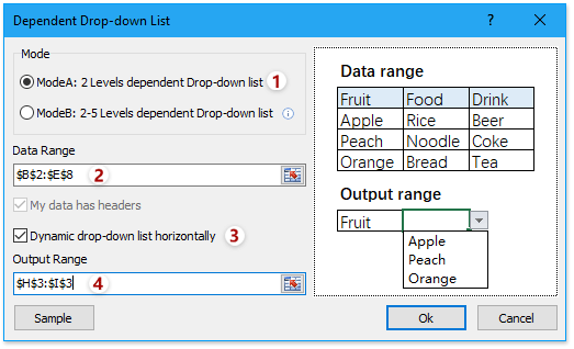 Quickly create multiple levels drop-down list in Excel