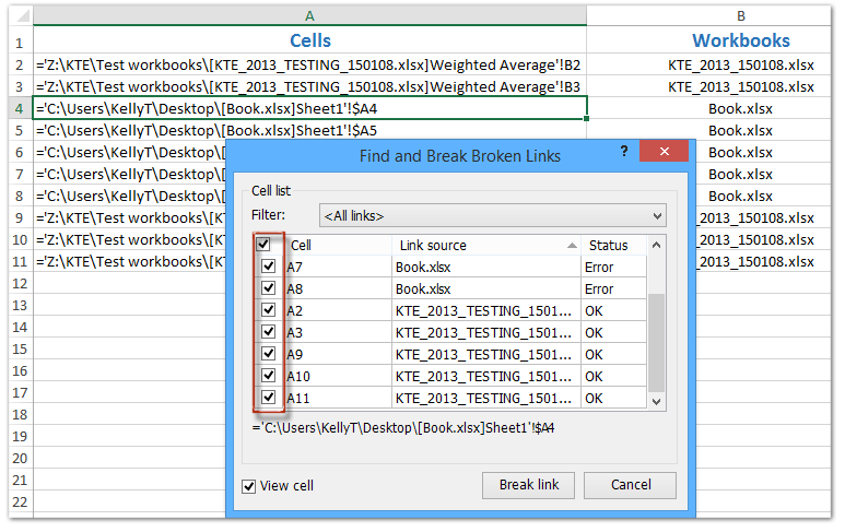 Quickly Find And Break Broken Links External References In Excel 2424