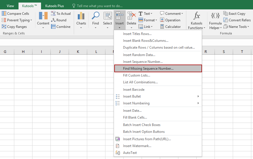 Quickly Find And Fill Missing Numbers In Sequence In Excel