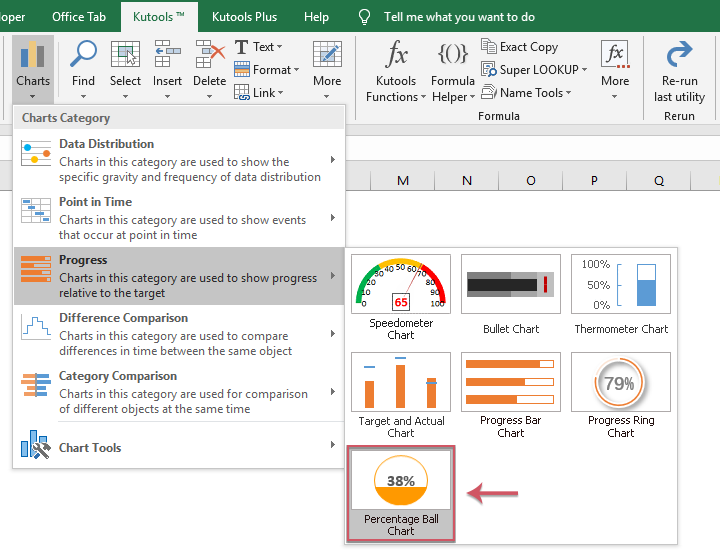 Quickly create a percentage ball chart in Excel