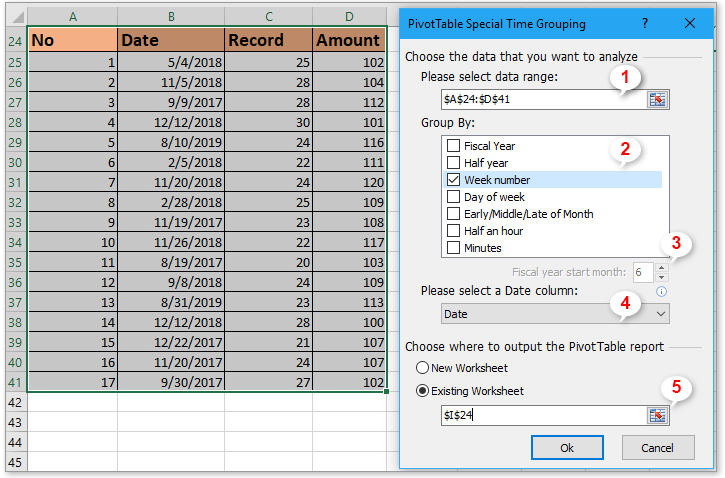 Quickly Group Data By Fiscal Year Half Year Week Number Into Pivot 