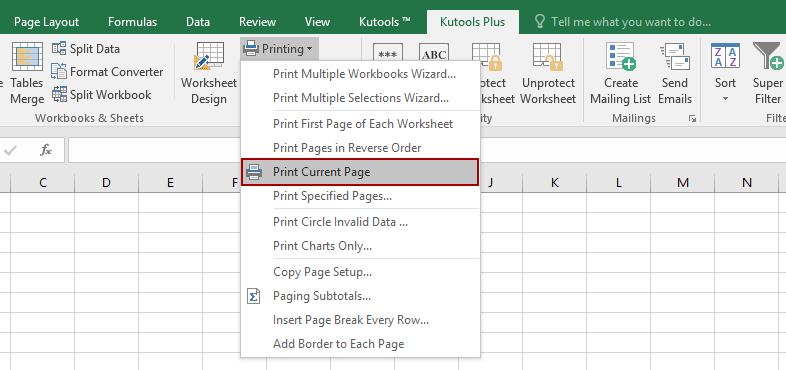 Quickly Print Current Printed Page Of Active Cell In Excel