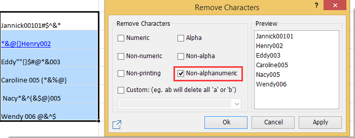 Quickly Remove Numeric Alphabetic Non printable Or Alphanumeric 