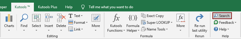 Easily search the function of Kutools for Excel