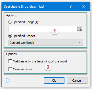 Quickly create searchable or autocomplete drop down list in Excel