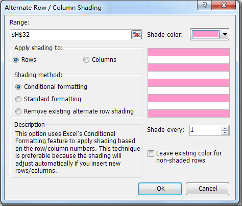 Quickly shade or color every other row / column in Excel