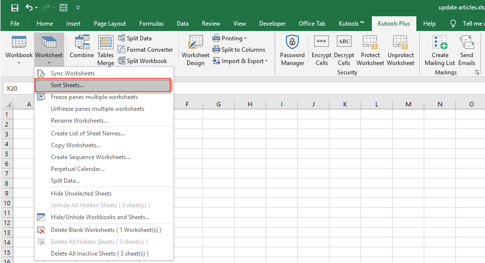 Quickly Sort Or Arrange Sheets Worksheets Alphabetically In Excel