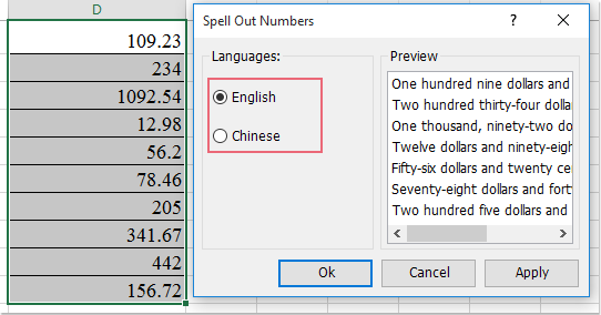 Quickly convert or spell out a number into English words in Excel