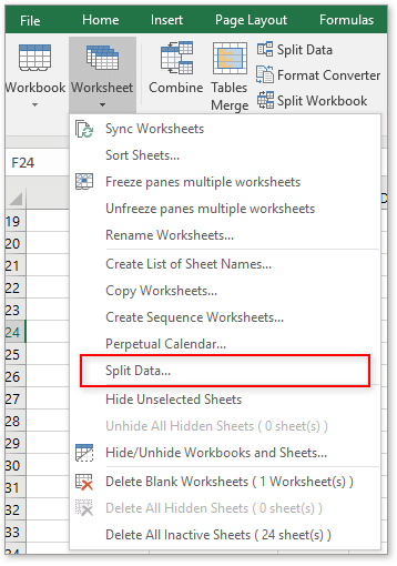 Quickly Split Data Into Multiple Worksheets Based On Selected Column In