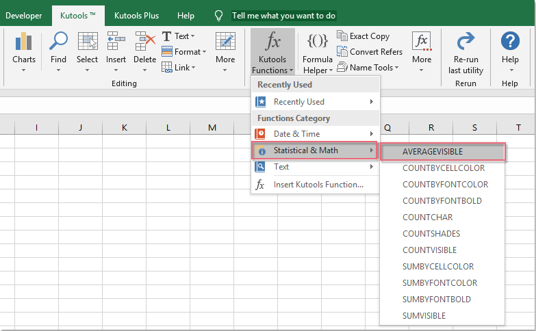 Easily sum/count/average visible cells, rows, or columns only in Excel