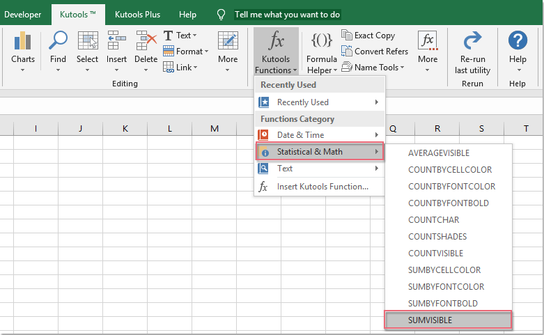 Easily Sum count average Visible Cells Rows Or Columns Only In Excel