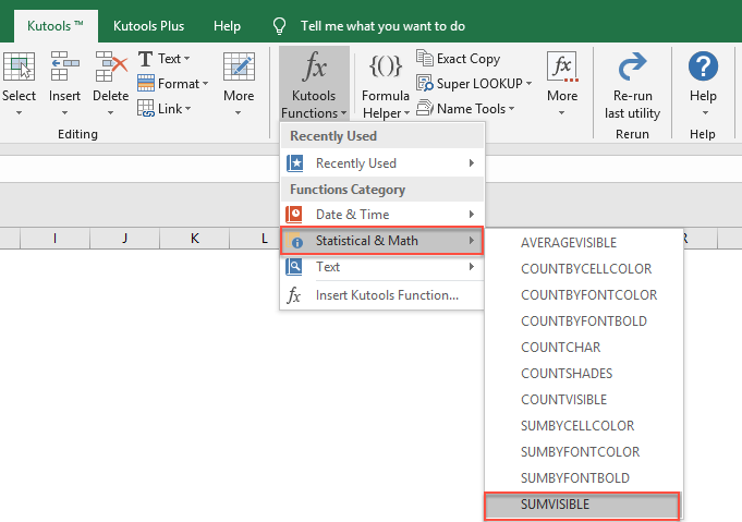 Easily Sum count average Visible Cells Rows Or Columns Only In Excel