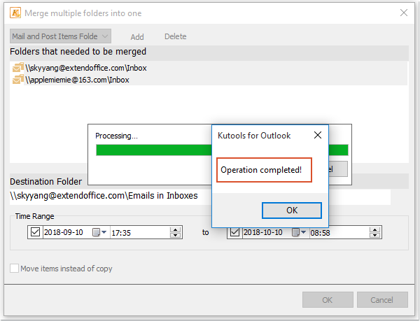 Quickly combine multiple same type folders from different accounts into one folder