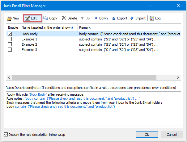 Easily block email by content of message in Outlook