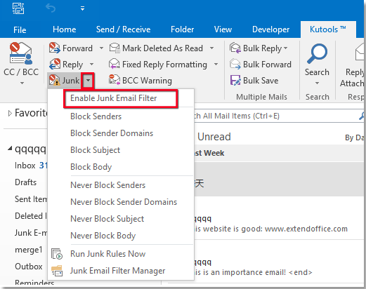 Easily block email by subject line in Outlook