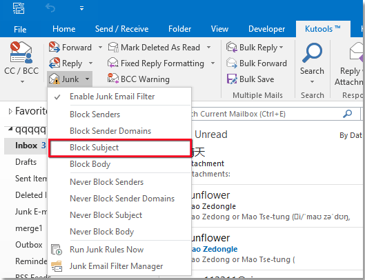Easily block email by subject line in Outlook