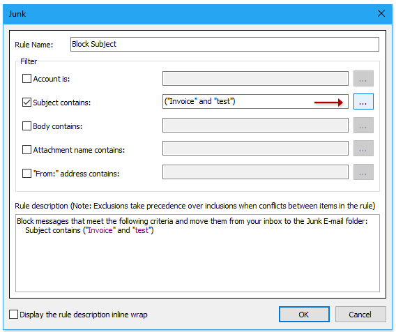 Easily block email by subject line in Outlook