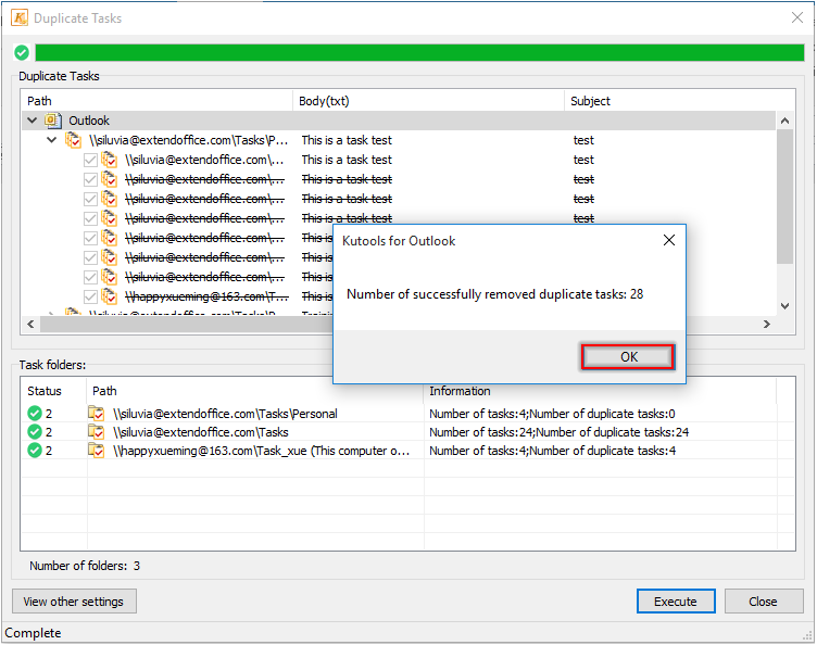 Quickly remove or delete duplicate tasks in Outlook