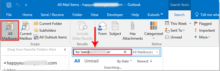 Quickly search all emails sent to the sender of selected email in Outlook