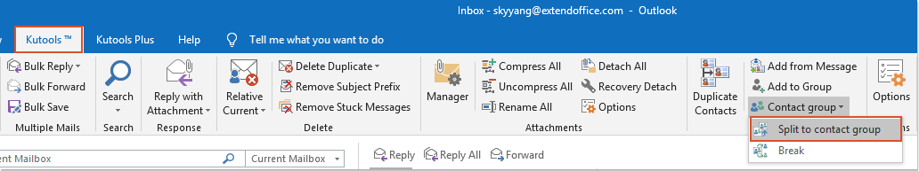 Easily split a contact group (distribution list) in Outlook
