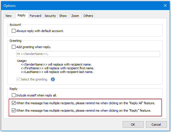 Set warning or confirmation when replying to all in Outlook
