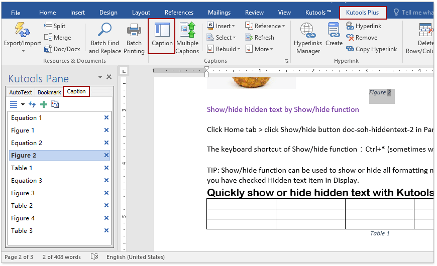 Quickly List Navigate And Cross reference All Captions In Word