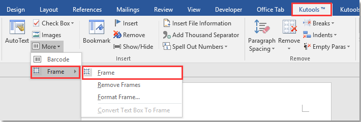 Quickly Insert Frame Or Format Frame In Word