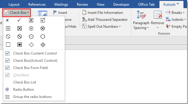 Quickly Insert Check Box Checkbox List Or Active Checkbox activeX Control In Word