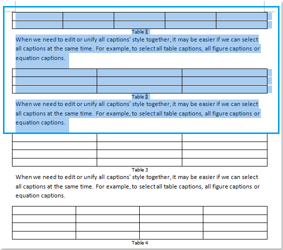 Quickly Select All Table Captions Figure Captions Or Equation Captions 