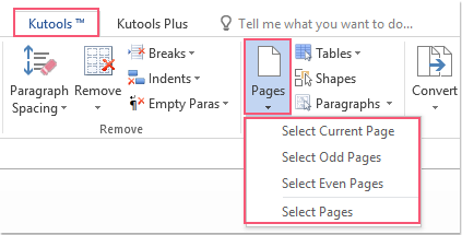 Quickly select current page or select any pages in Word